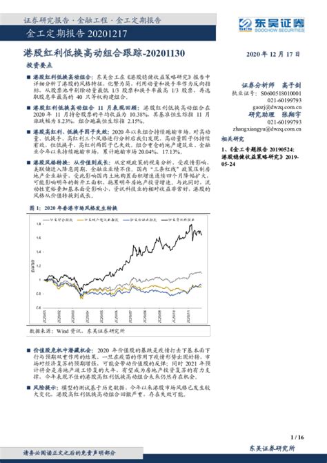 港股红利低换高动组合跟踪