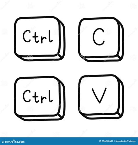 Cute Doodle Ctrl C And Ctrl V Keyboard Buttons Copy And Paste Key Shortcuts For Pc Computer