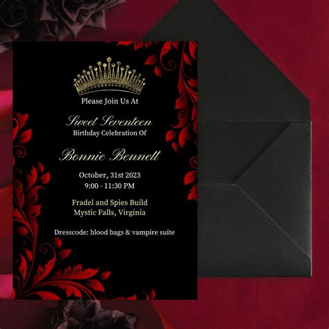Birthday Invitation Template Digital Vampire Invitation Dinner Party