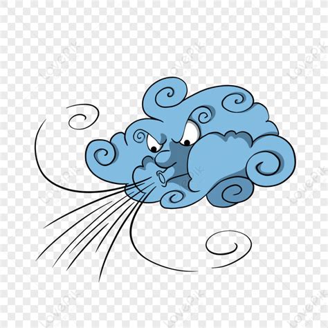 의인화 된 날씨 강풍 만화 일러스트 바람 클립 아트 암운 구름 Png 일러스트 무료 다운로드 Lovepik