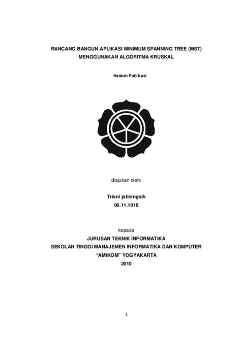 pdf rancang bangun aplikasi minimum spanning tree mst menggunakan