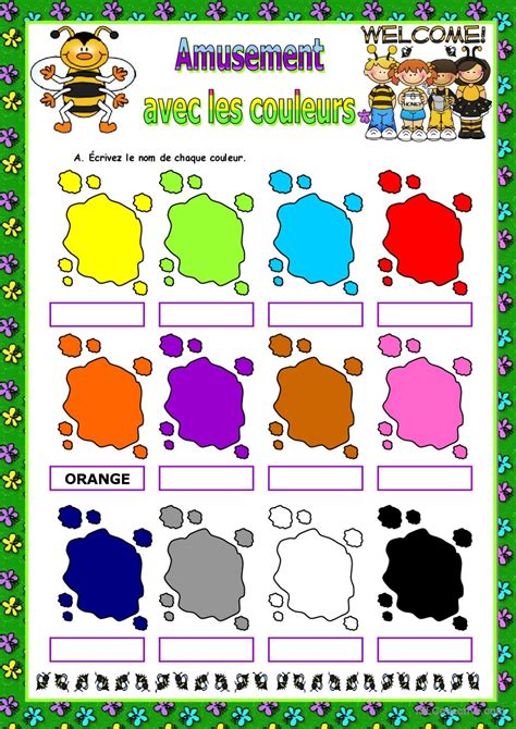 Les couleurs Français FLE fiches pedagogiques pdf doc