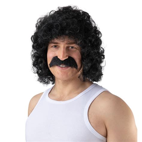 Perm Wig With Tash Black