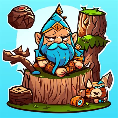 Premium Vector Garden Gnome Or Dwarf Hand Drawn Flat Stylish Cartoon