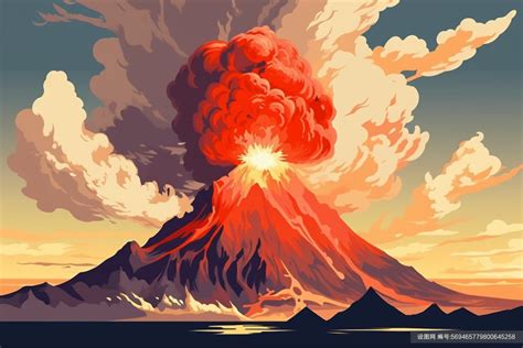 环境损害自然灾害火山喷发岩浆插画免费下载png格式1344×896像素编号569465779800645258 设图网