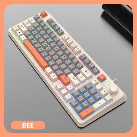 XUNFOX K82 Gaming Keyboard USB สาย 94 ปุ่มลูกบิดปุ่มกดเรนโบว์เรืองแสง ...