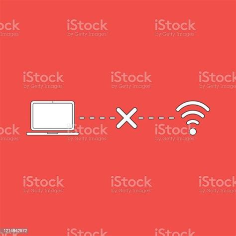 와이파이 무선 네트워크에 X 마크와 노트북 컴퓨터 연결 실패의 벡터 아이콘 개념 0명에 대한 스톡 벡터 아트 및 기타 이미지
