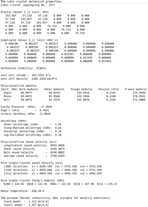 Color Online The Output File For Calculating The Second Order Elastic