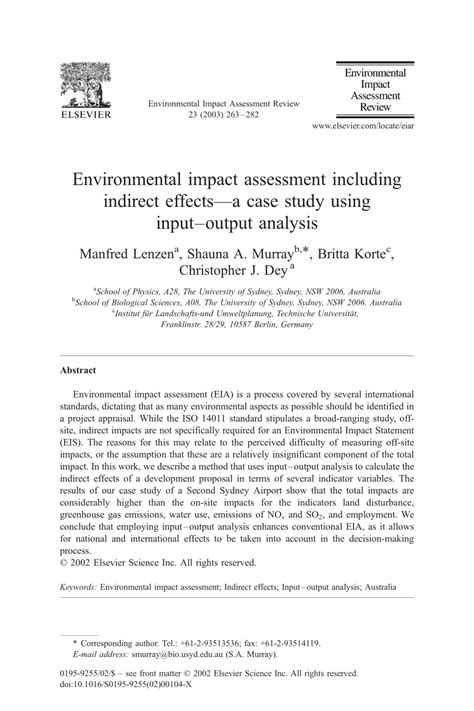Pdf Environmental Impact Assessment Including Indirect Effects A