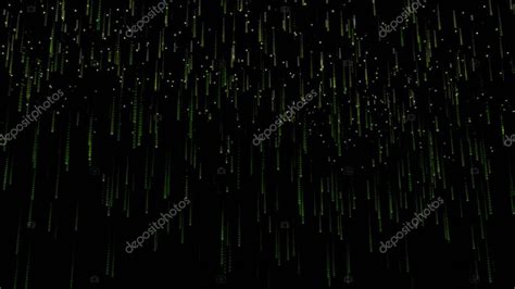 Digital Rain Matrix Binary Code Processing On Screen Background Loop Data Rendering Of A