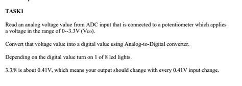 solved task1 read an analog voltage value from adc input that is