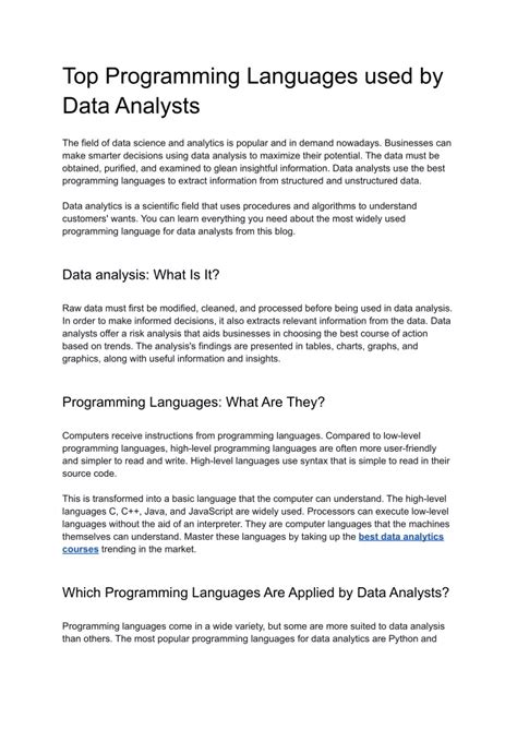 Ppt Top Programming Languages Used By Data Analysts Powerpoint