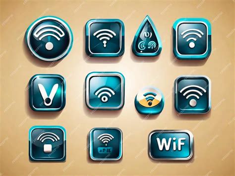 Premium Photo Electronic Device Wireless Internet Connection Wifi Symbols Glossy Icons Or