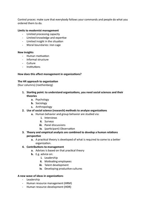 Lecture 5 Aantekeningen Control Proces Make Sure That Everybody