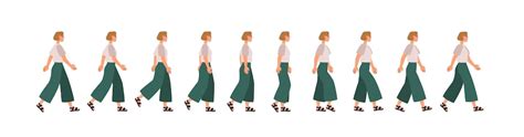 Premium Vector Walk Sequence Animation Woman In Motion Full Moving Cycle By Steps Female
