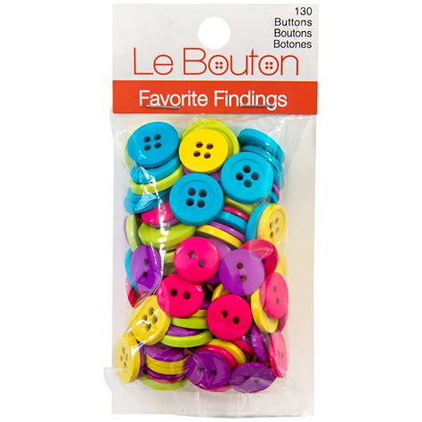 Favorite Findings Fun Assorted Sew Thru Buttons 130 Pieces
