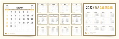 2023 작업 달력 템플릿 주가 일요일에 시작됩니다 최소한의 정사각형 형식으로 2023 달력을 인쇄 할 준비가되어있는 기업 공식