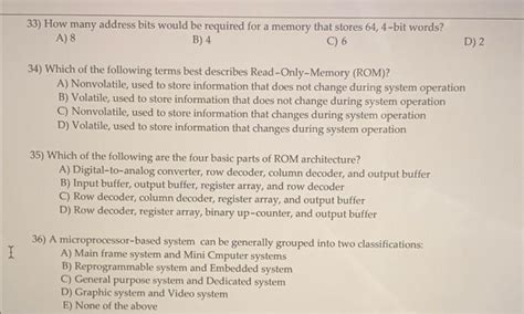 Solved 33 How Many Address Bits Would Be Required For A Chegg Com
