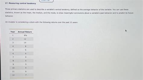 Solved 17 Measuring Central Tendency Three Primary