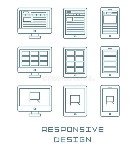 Line Icons Set Flat Design Responsive Web Development Service Website Webpage User Interface On