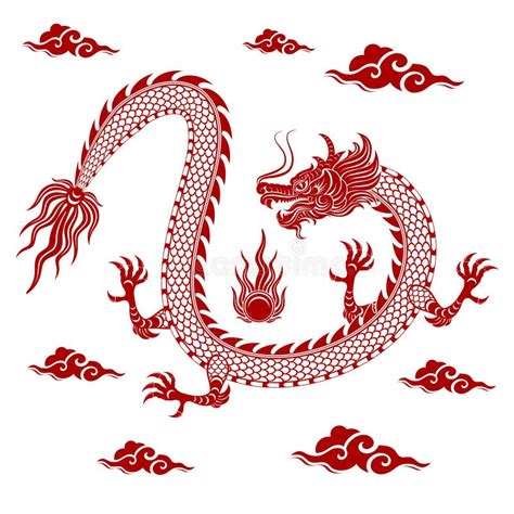Traditional Red Chinese Dragon Stock Vector Illustration Of