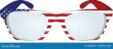 Glasses With Frame Made In Usa Flag Style Stock Vector Illustration