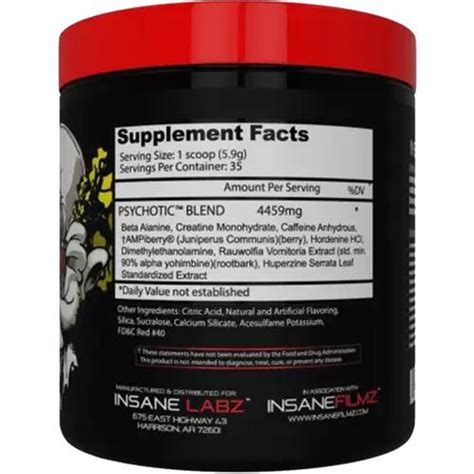 Buy Insane Labz Psychotic Dietary Supplement For Energy Focus