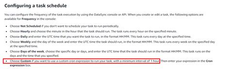 Datasync Cannot Configure Scheduled Tasks With An Interval Less Than 60