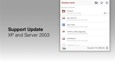 Important Note About Windows Xp And Server 2003 Nimbox
