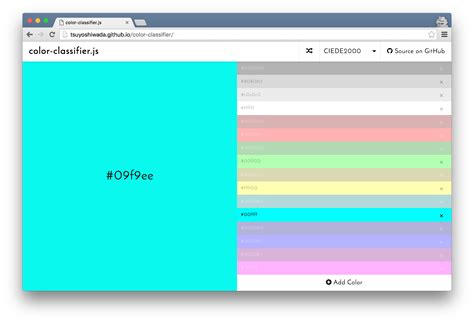 JavaScriptで指定した色をある基準色に分類する wadackel me