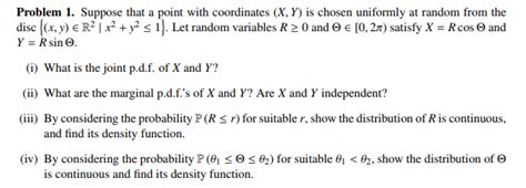 Solved Problem Suppose That A Point With Coordinates X Chegg Com