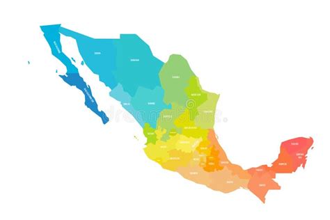 Mapa Político De Divisiones Administrativas De México Ilustración del