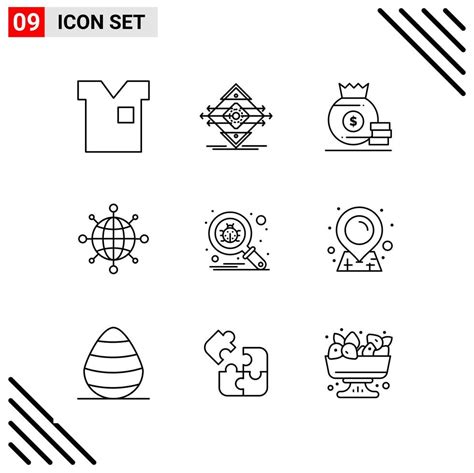 Pixle Perfect Set Of 9 Line Icons Outline Icon Set For Webite Designing And Mobile Applications