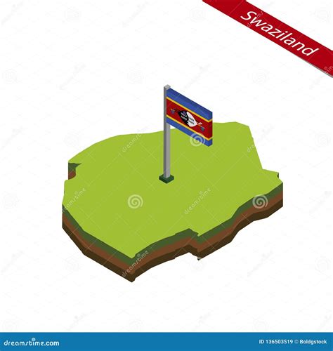 Swaziland Isometric Map And Flag Vector Illustration Stock Vector