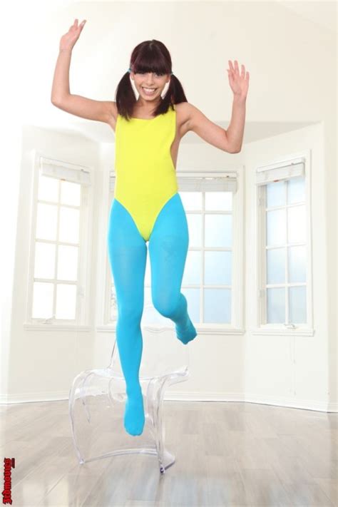 Hexthings Gina Yellow Thong Leotard And Opaque Blue Tights Tumblr Pics