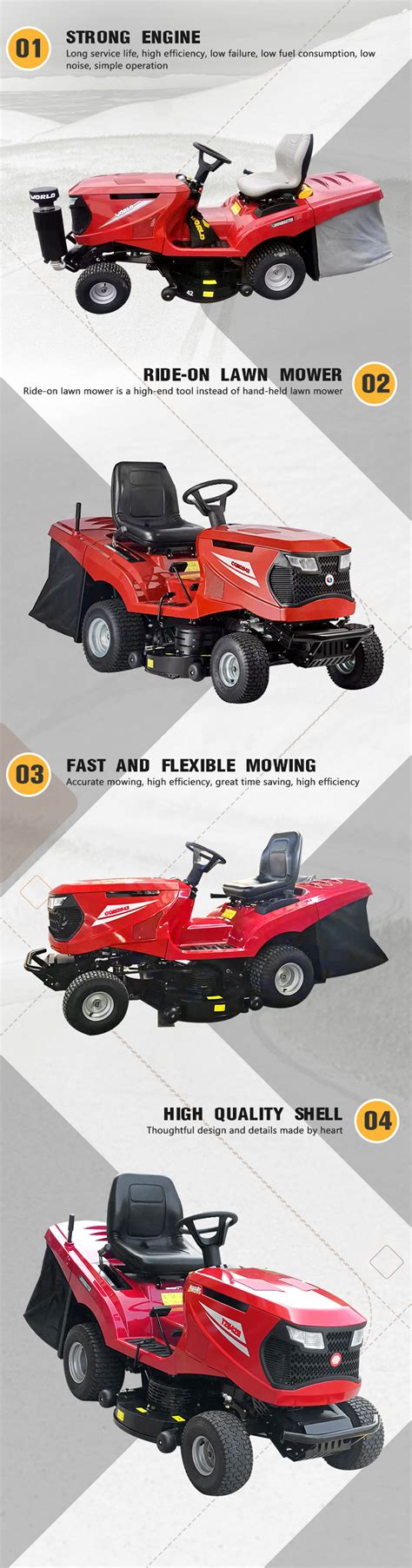42 Inch 25hp Driveable Lawn Mower Gasoline Diesel Grass Mower Riding
