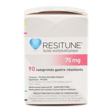 Resitune 75 Mg Antiagrégant Plaquettaire Aspirine Prévention
