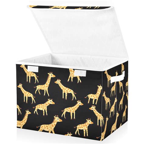 Ryvnso Giraffes Pattern Large Lidded Foldable Storage Baskets Cubes Boxes Lids Bin For Home