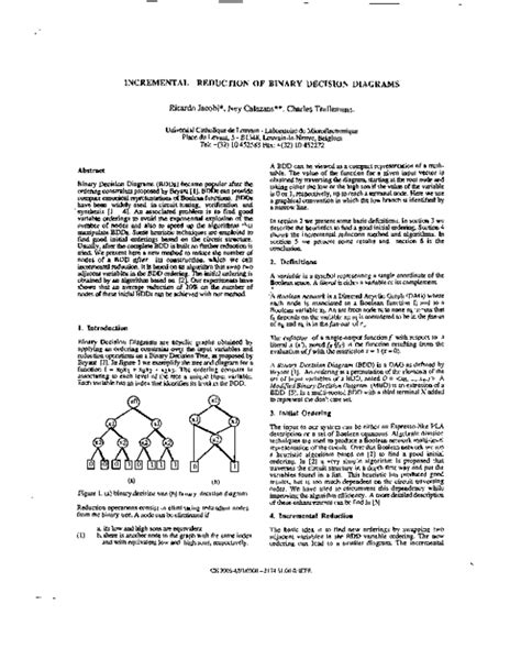 Pdf Incremental Reduction Of Binary Decision Diagrams