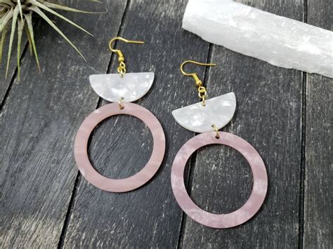Pink Statement Earrings Hypoallergenic Pink Acrylic Earrings Big Pink