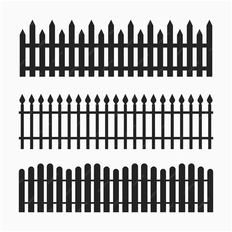 Premium Vector Garden Fence Icons Set Or Silhouette Black Fence Element And Set Of Different