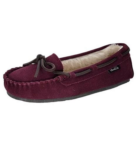Clarks 여성용 스웨이드 모카신 실내 및 실외 슬리퍼 버건디 티몬