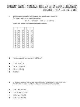 Math STAAR Review Numerical Representations And Relationships Grade 5 RC 1