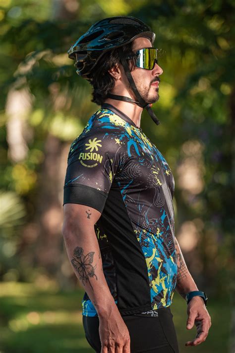 Camisa de Ciclismo Masculina Abstract Manga Curta Premium Coleção Fusion WAY