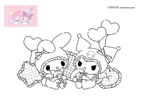 Sanrio My Melody And Kuromi Coloring Pages 마이멜로디 쿠로미 색칠 도안 드로우 쏘잉 2025 성인용 컬러링 페이지 포켓몬 색칠