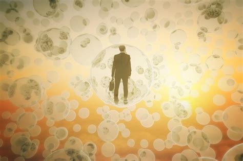 Premium Photo Man Inside Bubbles Research Concept