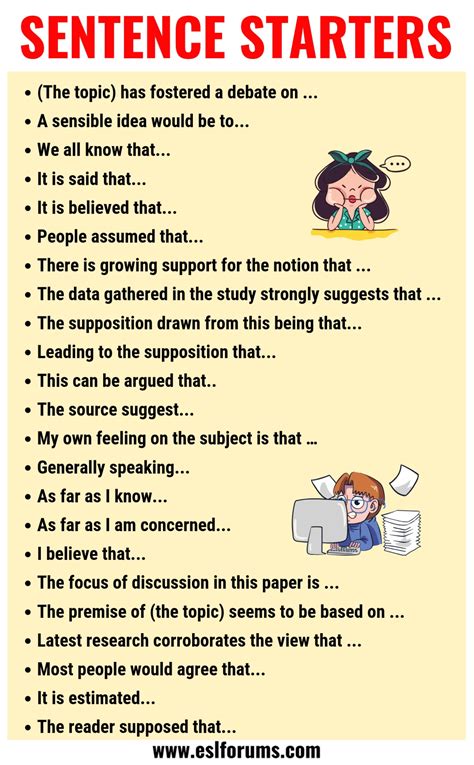 Sentence Starters For Grade 1