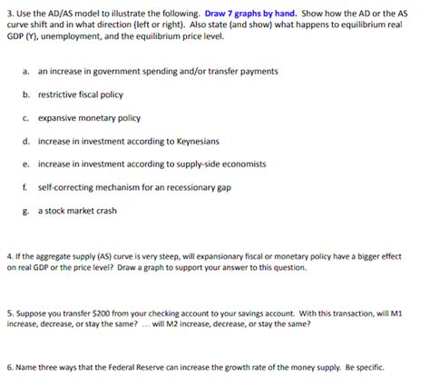 Solved 3 Use The AD AS Model To Illustrate The Following Chegg Com