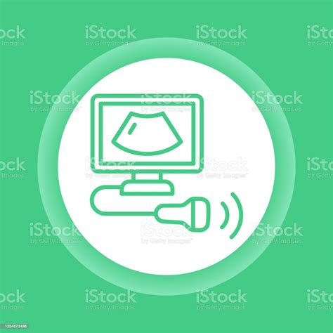 Ultrasonic Diagnostic System Color Line Icon Stock Illustration