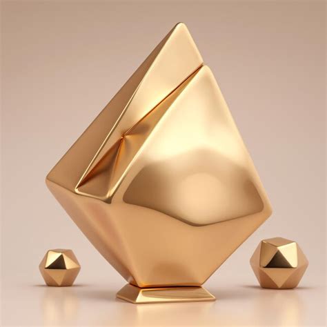 Premium AI Image Realistic Abstract Geometric Gold Foiled 3d Shapes